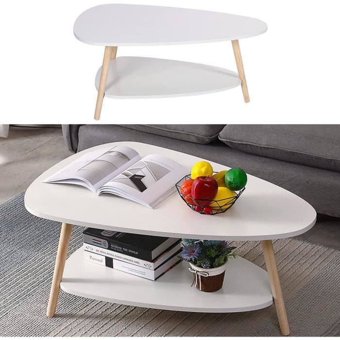 MINGYI Table Basse Scandinave, Table de Salon avec Étagère, Table d ...
