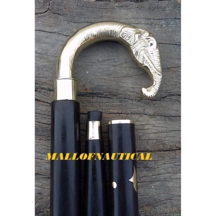 Safa Canne De Marche Vintage En Laiton Tête D'Éléphant[H3188 ...