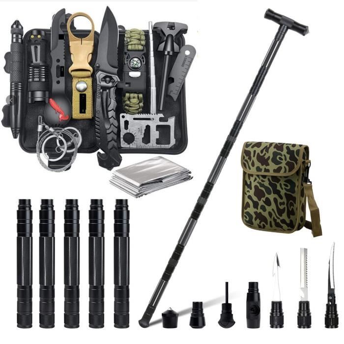 Kit de Survie d'urgence+Bâtons de randonnée Multifunctional Survival ...