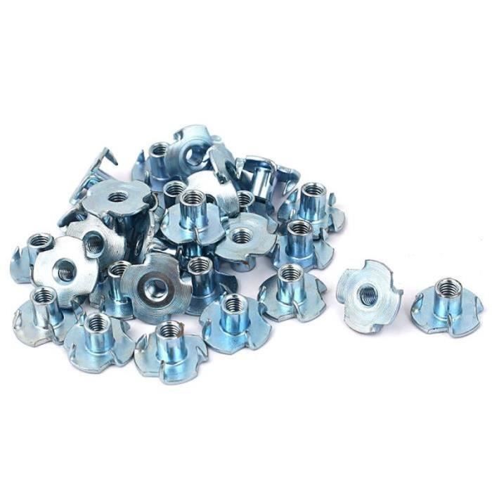 VERYNICE-MAP 30Pcs Écrou à Griffe M4 Acier Carbone 4 Dents T Écrou pour ...