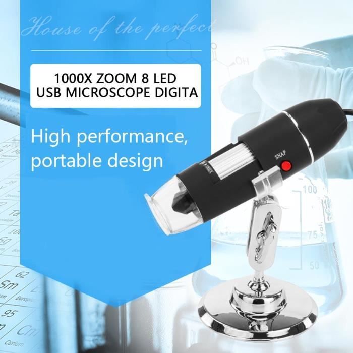 Microscope Numérique USB 1000X Zoom avec 8 LED et Support TE895 ...