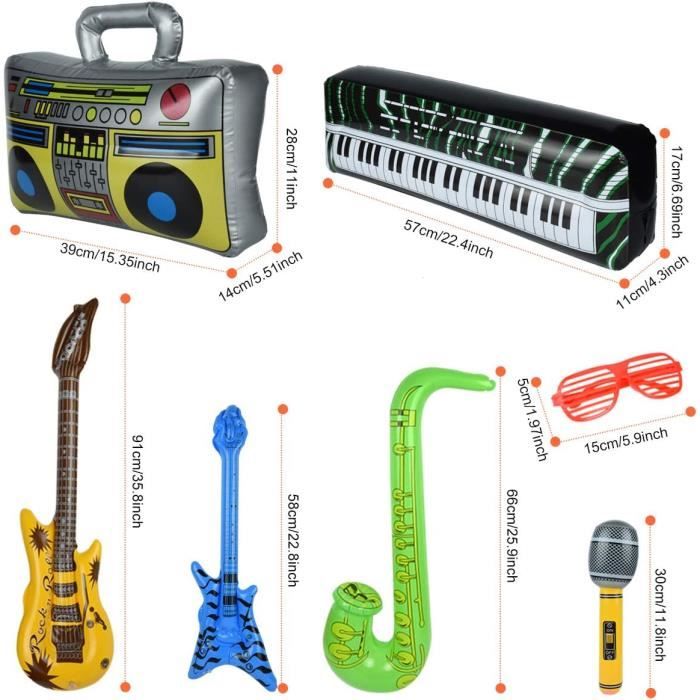 Instruments Gonflable 22Pcs, Guitare Gonflable pour Enfants, Fun ...