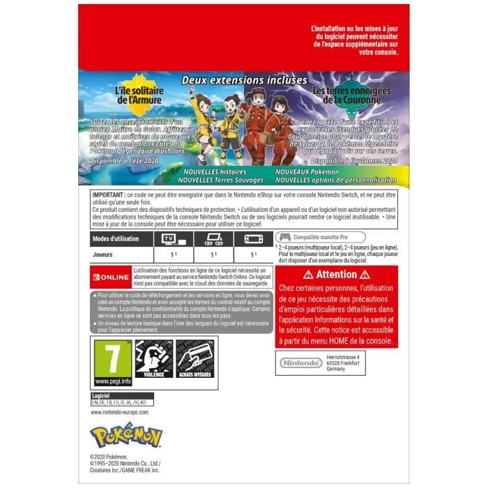 DLC Pass d'Extension pour Pokémon Épée ou Pokémon Bouclier • Code de téléchargement pour ...