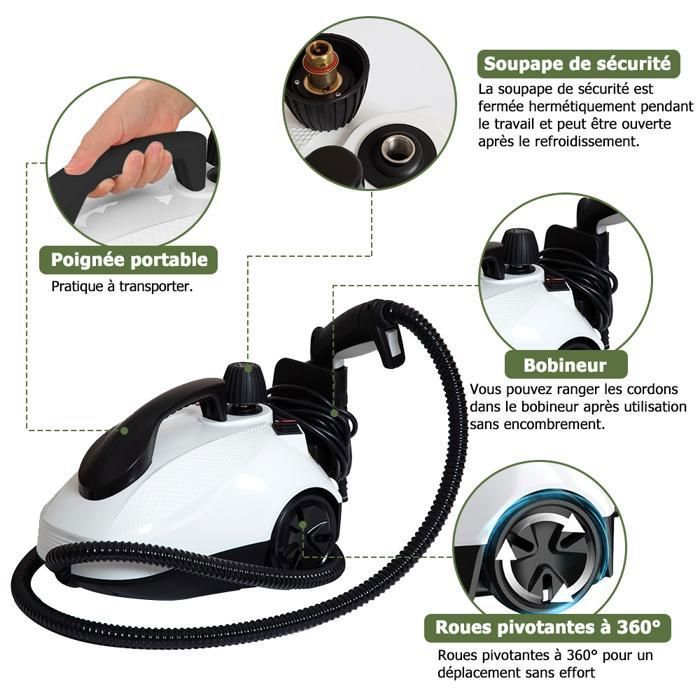 Nettoyeur Vapeur - Avec 17 Accessoires - 5 Bars - 2000W-Pour Cuisine ...