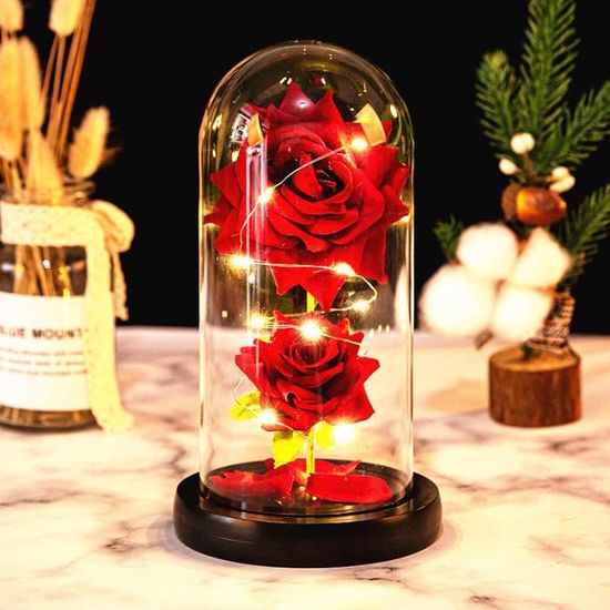 Lampe Led Rose Éternelle En Feuille De Verre, Décoration Pour La Maison ...