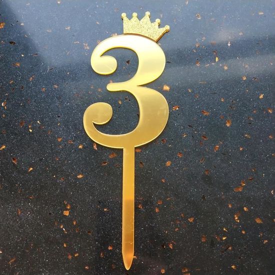 FIGURINE DECOR DE GATEAU,Gold 3--Décoration de gâteau numérique avec ...