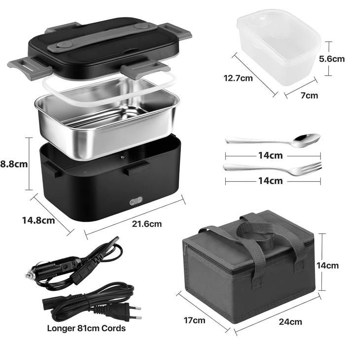 Lunch Box Chauffante Electrique 2L 60W, Boîte à Repas 220V 24V 12V pour ...