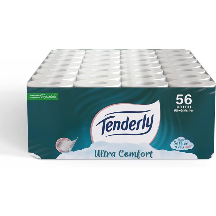 Tenderly Ultraconfort, papier hygiénique 3 voiles, 56 rouleaux de ...