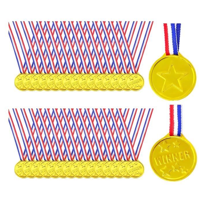 30 children's ribbon gold MEDALS, gold medal winners Plastic gold medal ...