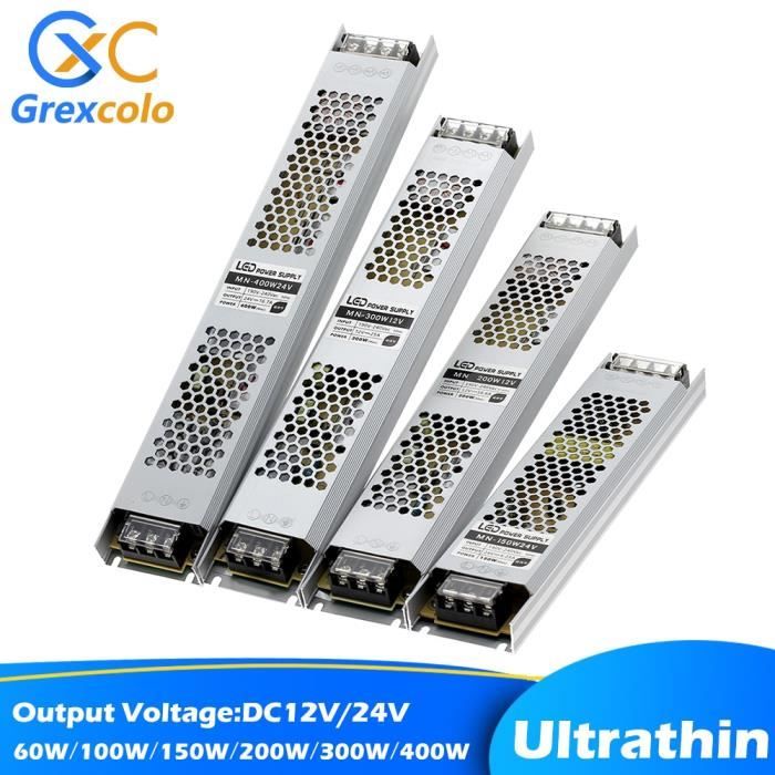 (100W|12V)Transformateurs d'Eclairage Ultra Mince pour Système LED, Modèle DC, Alimentation 12V ...