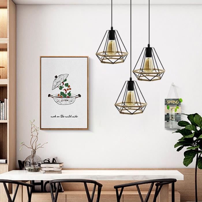 Sayoo 3 Lampes Suspension Luminaire Industrielle, Disque Lustre ...