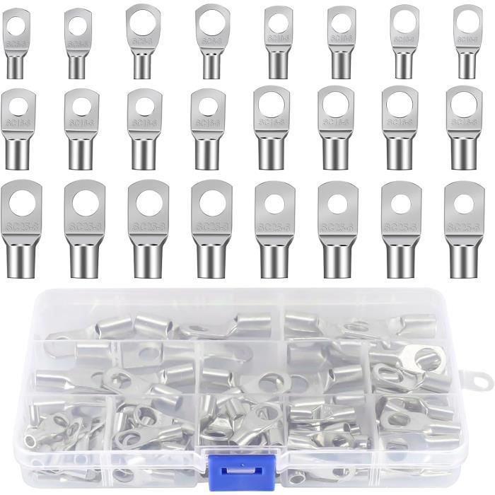 120 Pièces Cosses De Câble, Cosses Electriques Œillet En Cuivre Étamé Trous De Boulons ...