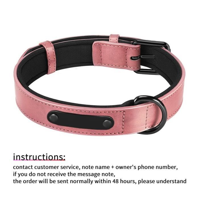 Feeko DIY Dog Collar Name Personalized Strict PU Leather Medium Dog ...