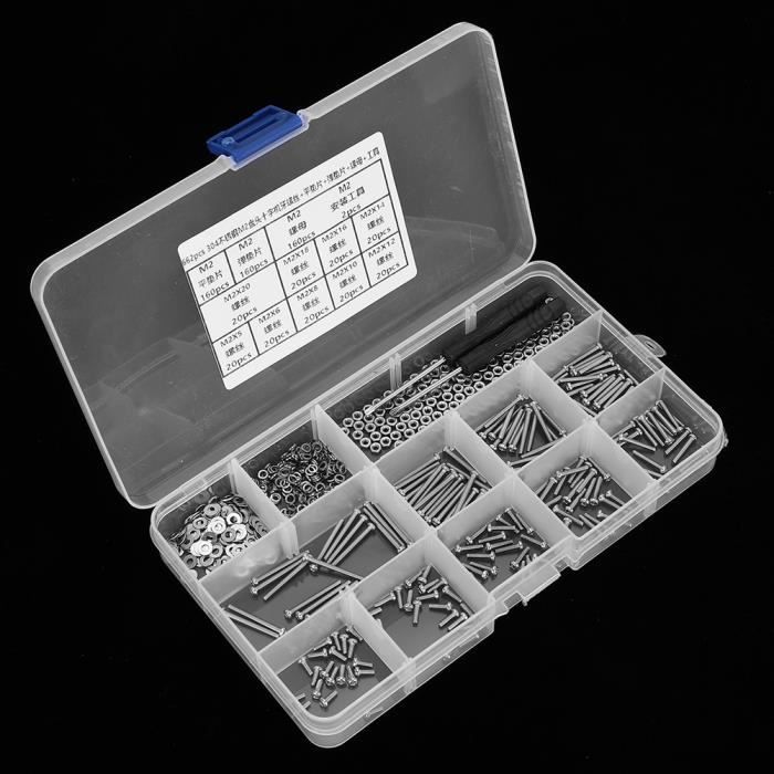 Jeu de vis M2 en acier inoxydable 304 - MINIFINKER - 662 pièces ...