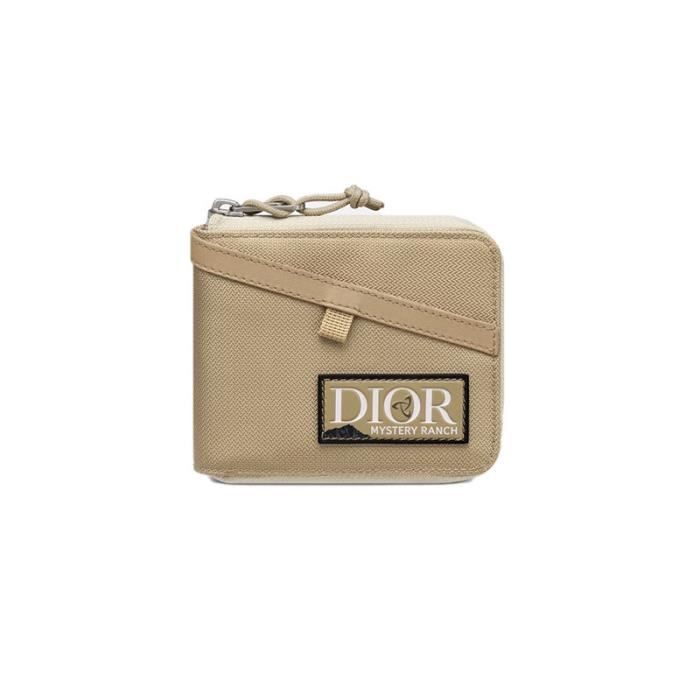 Dior Dior 23 Nouveau portefeuille à fermeture éclair en nylon beige ...