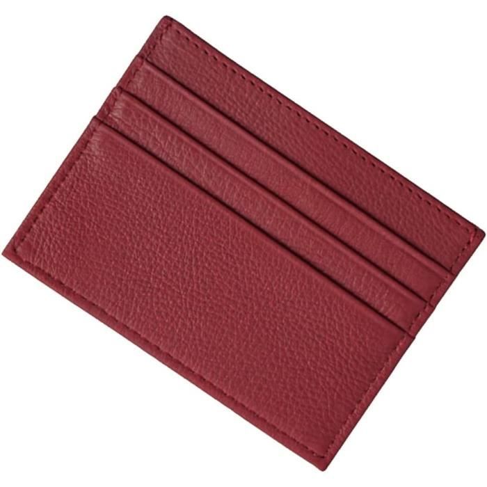 Porte-Cartes En Cuir, Portefeuille Ultra-Mince - Femme-Homme (Bordeaux ...