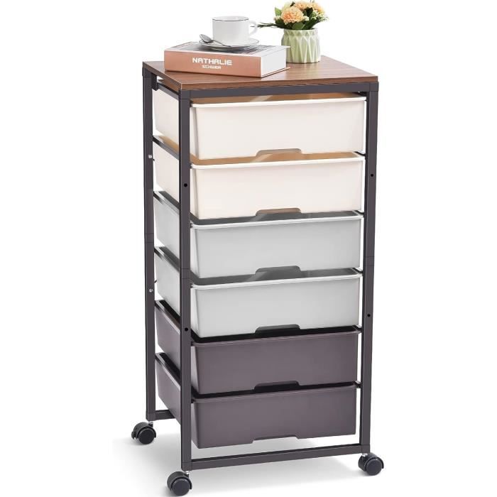 APEXCHASER Chariot de Rangement à 6 Grands tiroirs en Plastique avec ...