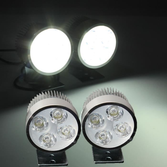 Universel 4 LED 12V-80V LED 6500K Phare Projecteur Feu Avant Lumière ...