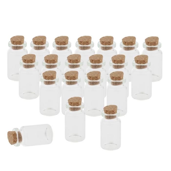 20 Pièces 7 Ml Mini Flacons Vides En Verre Transparent avec Bouchons En ...