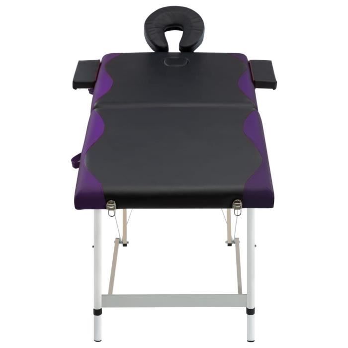 Vingvo Table De Massage Pliable 2 Zones Aluminium Noir Et Violet Yin
