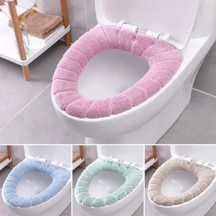 1 Pcs Housse de Cuvette en Peluche Chaude Fond Etanche Couverture Siège ...