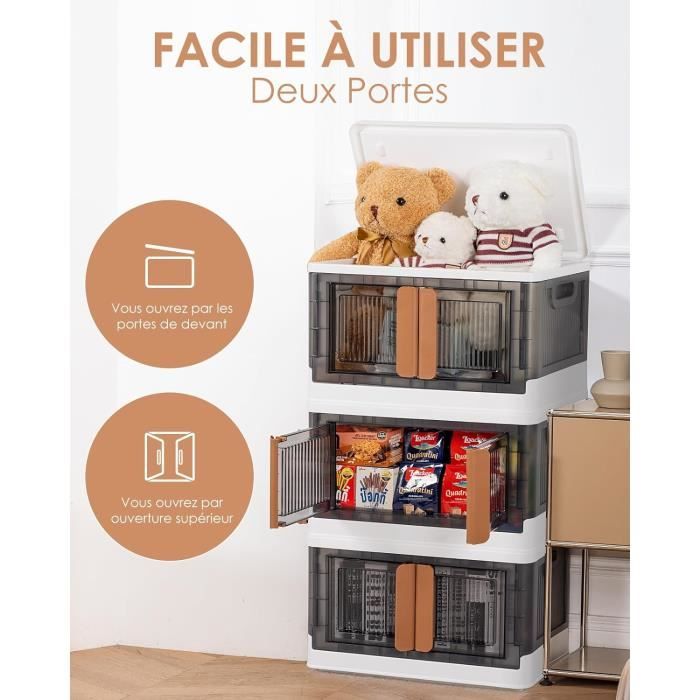 Boîte De Rangement Empilable 1X32L Boite Plastique Ouverture Frontale Et Supérieur Caisse ...