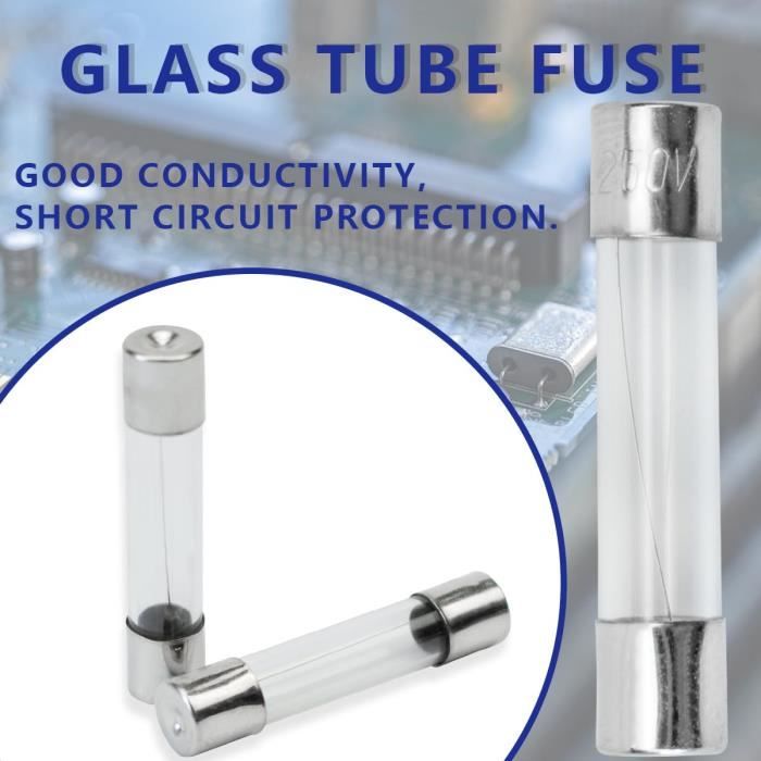 25Pcs Fusible En Verre À Fusion Rapide 6 * 30Mm 250V 2A Kit De Combinaison De Fusibles De Tube ...