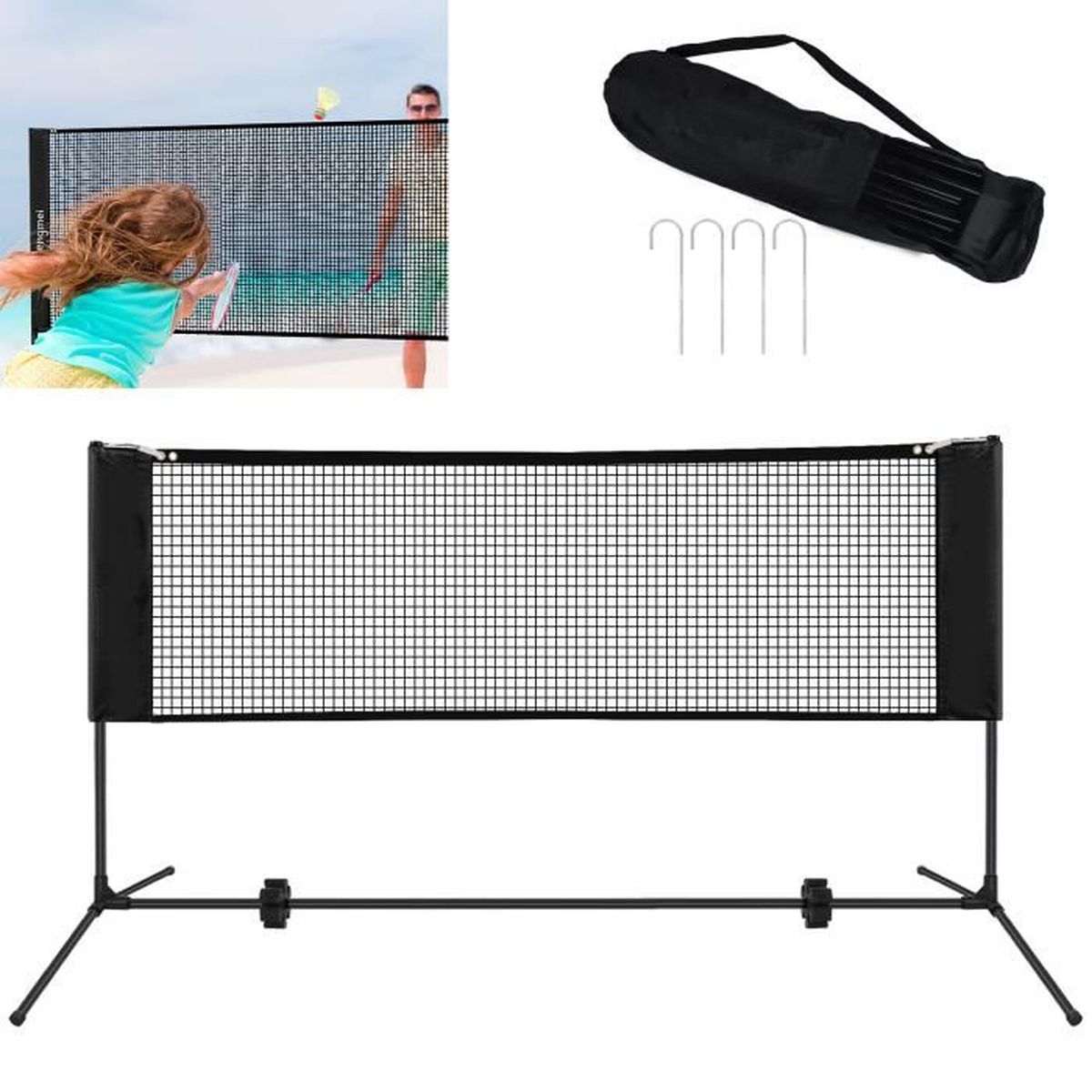 YRHOME Filet de badminton 3m, filet de tennis, filet de volley ...