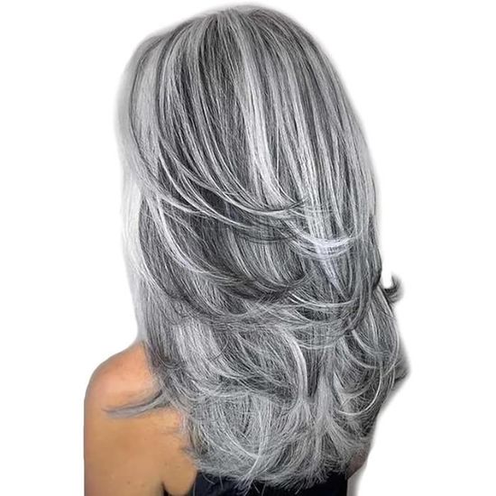 Perruques Longues Grises Avec Frange De Rideau - Style De Cheveux ...