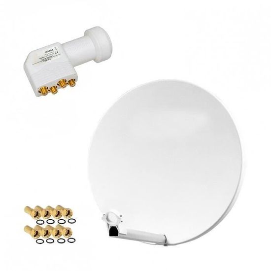 HDME PARABOLE SATELLITE FIBRE COMPOSITE BLANCHE 60CM BRIDES INOX + LNB QUAD HD 4K - Cdiscount TV ...