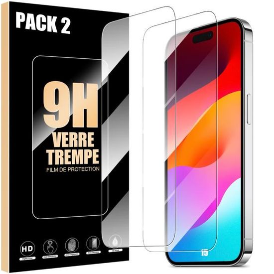 [2 pièces] Verre Trempé pour iPhone 15 - Protection d'écran Anti ...