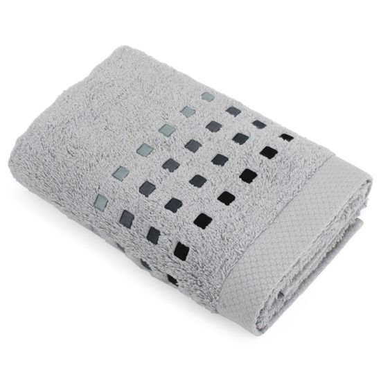 Serviette de toilette 50x100 cm PURE SQUARES Argent 550g/m2 - Cdiscount Maison