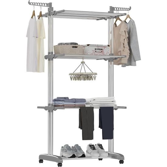 YOUDENOVA Étendoir à Linge Pliable, Séchoir à Linge 4 Niveaux ...
