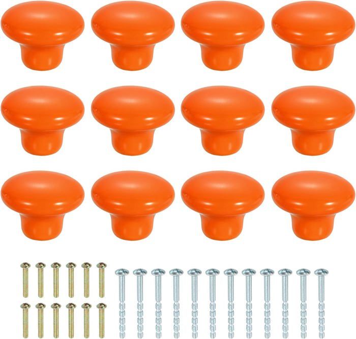 12 boutons d'armoire en céramique de forme champignon avec vis pour ...