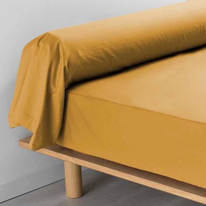Taie de traversin - Percaline Ocre - 100% coton mercerisé - 85 x 185 cm ...