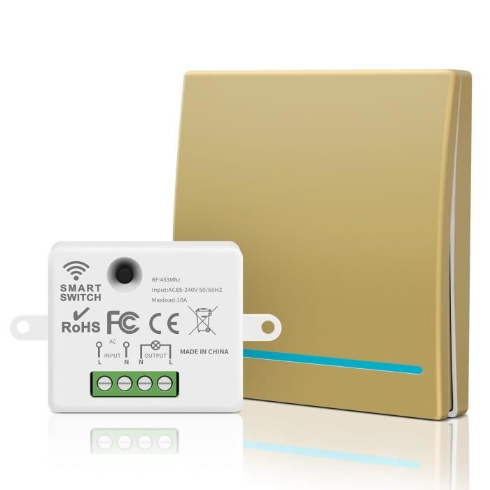Kit d'interrupteur d'éclairage sans fil, contrôleur RF 433MHZ avec télécommande, interrupteur d ...