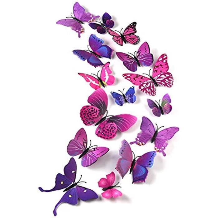 3D Papillon Stickers Muraux Mur Papillons Filles Accessoires de Chambre ...