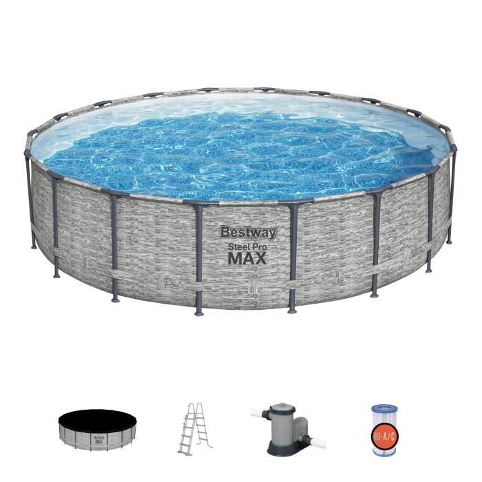 Kit Piscine hors sol tubulaire BESTWAY - Steel Pro Max™ - 549 x 122 cm - Ronde (Avec filtre à ...