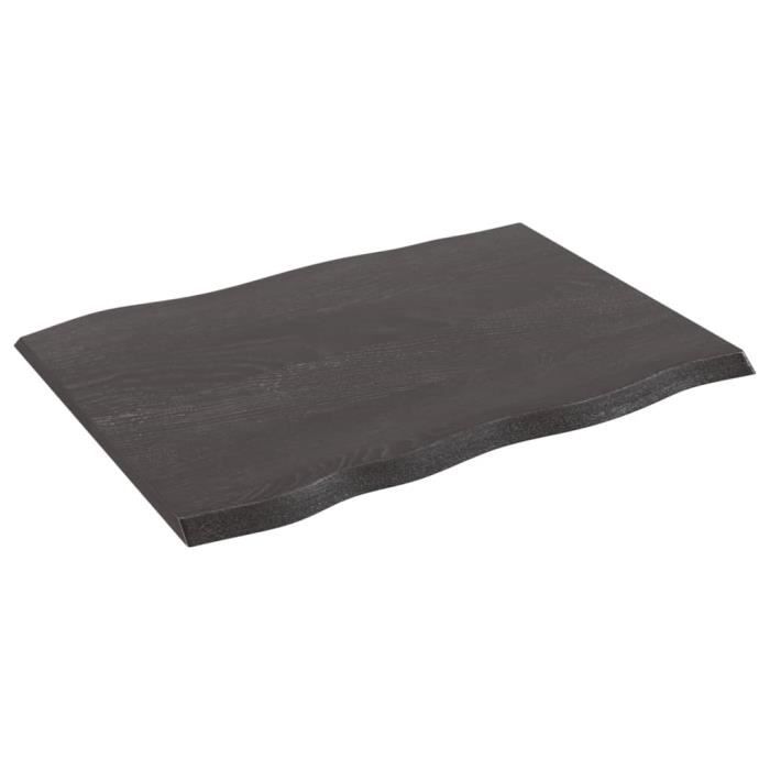 PLATEAU DE TABLE - GAROSA - Bois chêne massif - Gris foncé - 80x60 cm ...