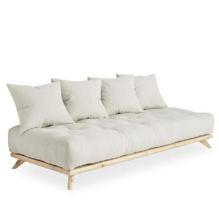 Canapé convertible futon SENZA pin naturel coloris naturel couchage 90 ...