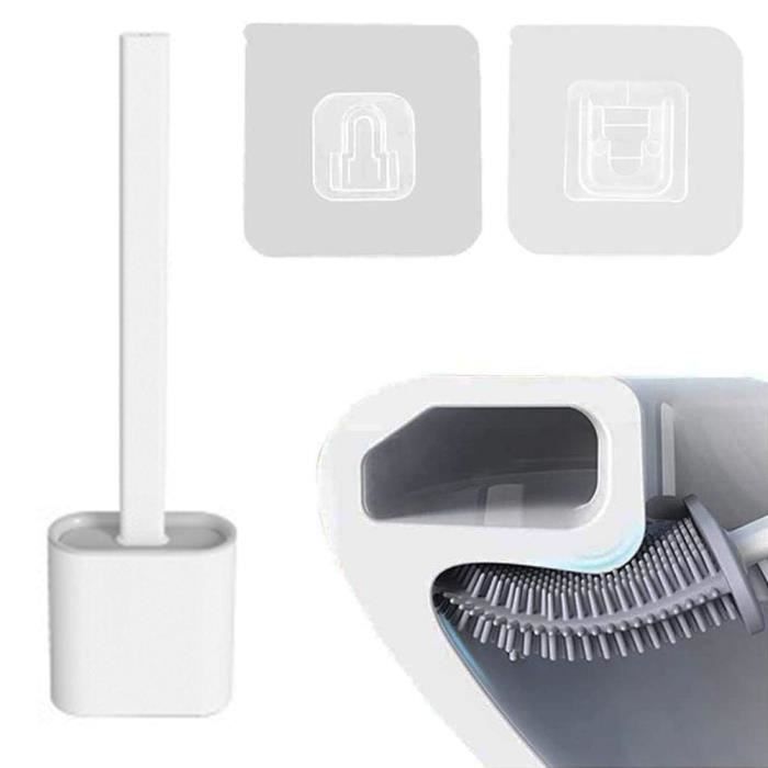 Brosse WC,Brosse de toilette flexible en silicone avec support, poils en silicone souple, brosse ...