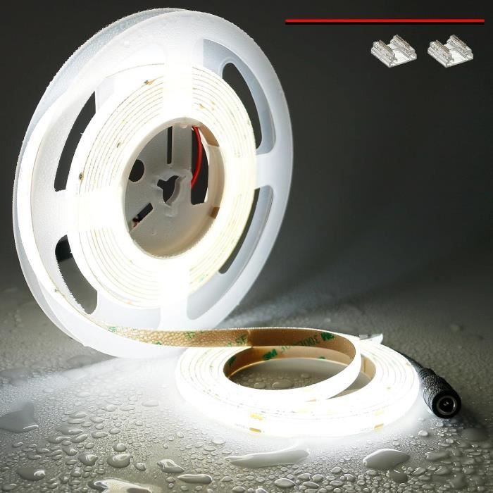 24V Cob Ruban Led Blanc 5000K 5M Ip65 Étanche Cri 90+ Haute Densité ...