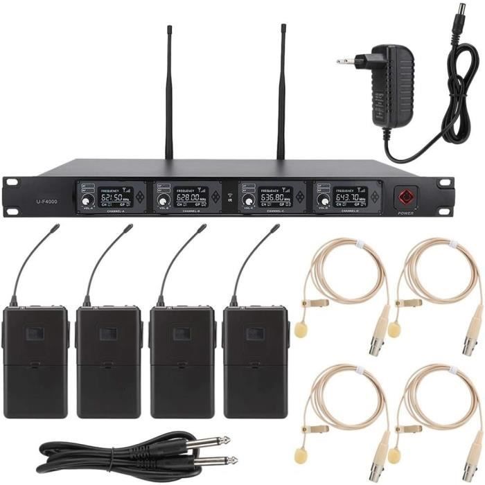 Système De Microphone Sans Fil,Uhf 642,2~660,8 Mhz 4 Canaux Microphone ...