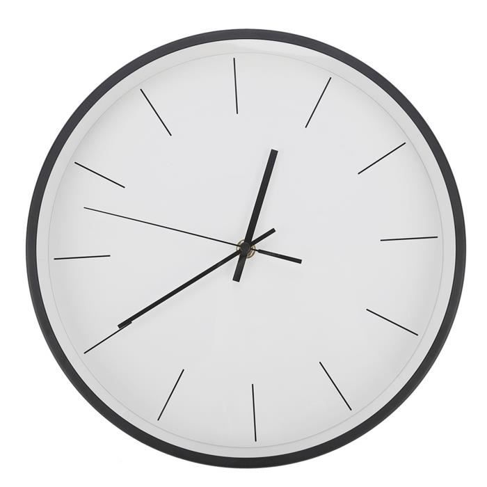 Horloge murale style moderne simple horloge muette en métal noir ...
