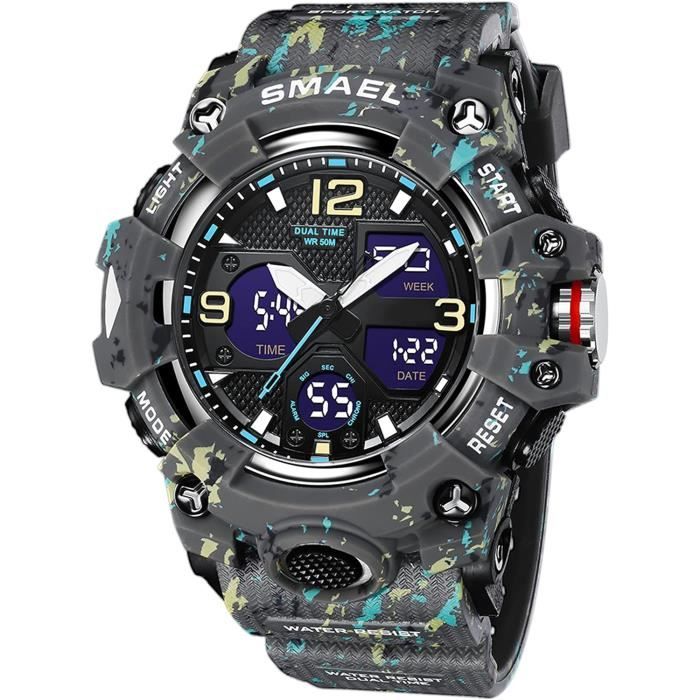 Montre militaire pour homme – Montre numérique étanche jusqu'à 50 m ...