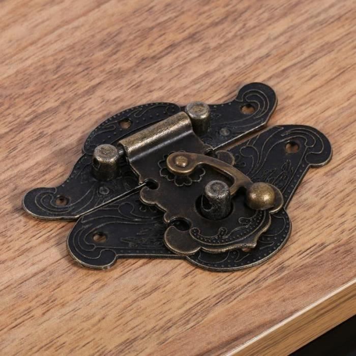 Serrure antique avec clé et moraillon en forme papillon pour boîte à ...