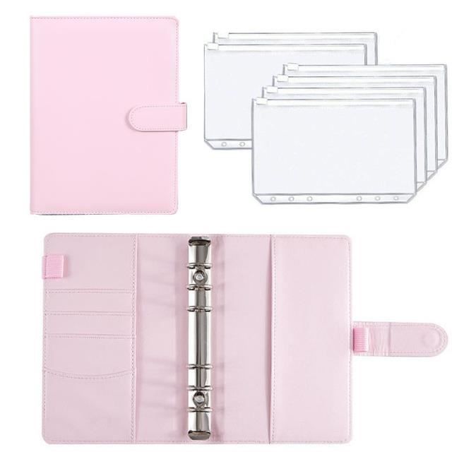 CAHIER,Pink--Mini Classeur À 6 Anneaux A6 En Cuir Pu, Carnet De Notes À ...