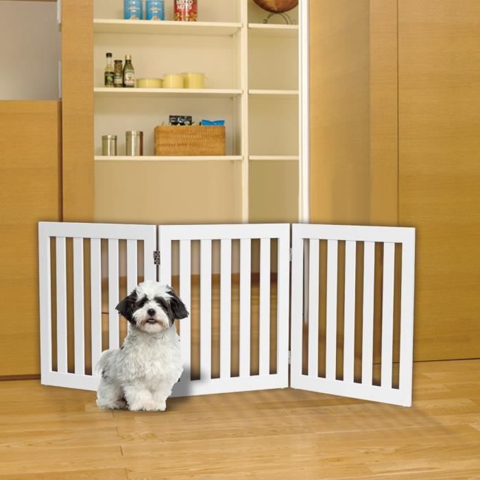 COSTWAY Barrière de Sécurité pour Chien 3 Panneaux avec 2 Pieds de ...