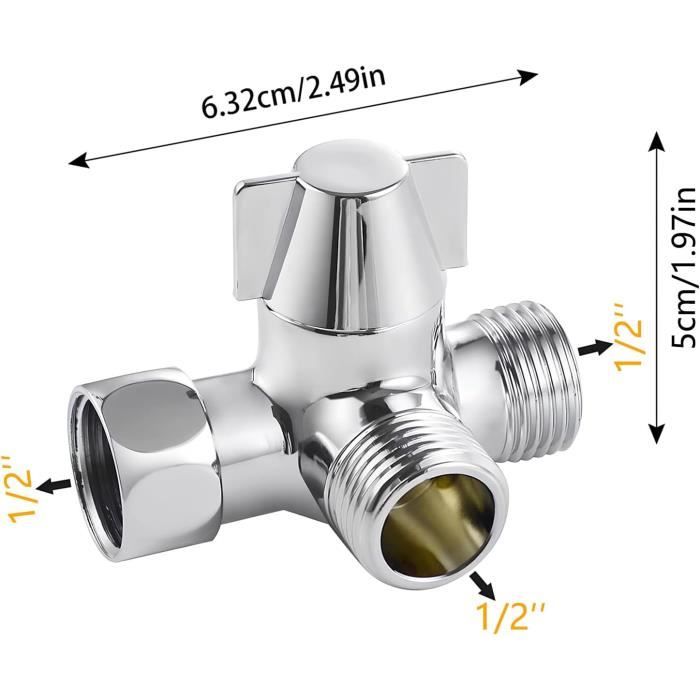 Inverseur Robinet - Vanne 3 Voies En Laiton - Pour Bras De Douche - G1-2" - Soupape - Vanne D'A ...