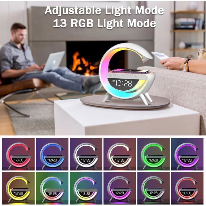 TECHTA Haut-parleur Bluetooth Lampe De Table Lumière Led 7 Couleurs ...